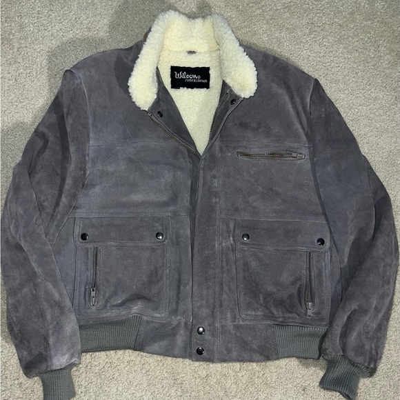 Wilsons Leather | Jackets & Coats | Wilson Suede Leather Jacket Grey Sz ...